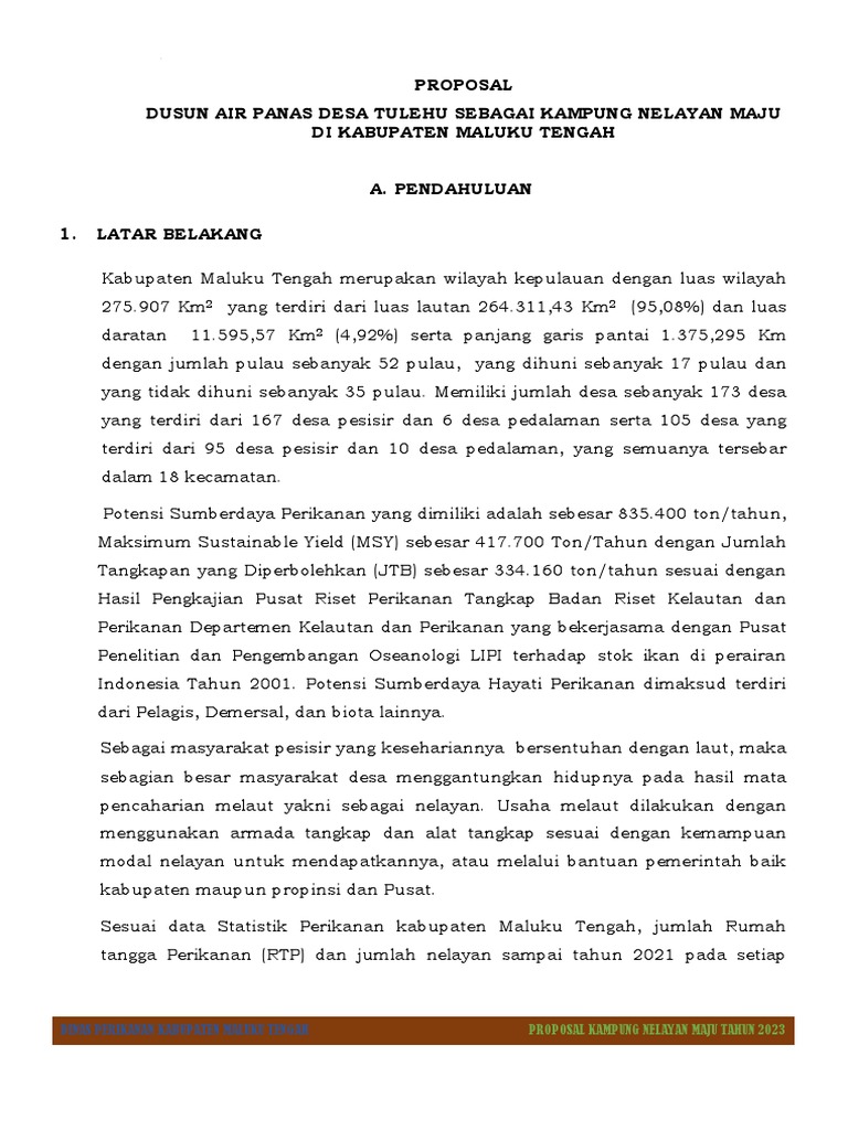 Proposal Kampung Nelayan Air Panas Desa Tulehu | PDF