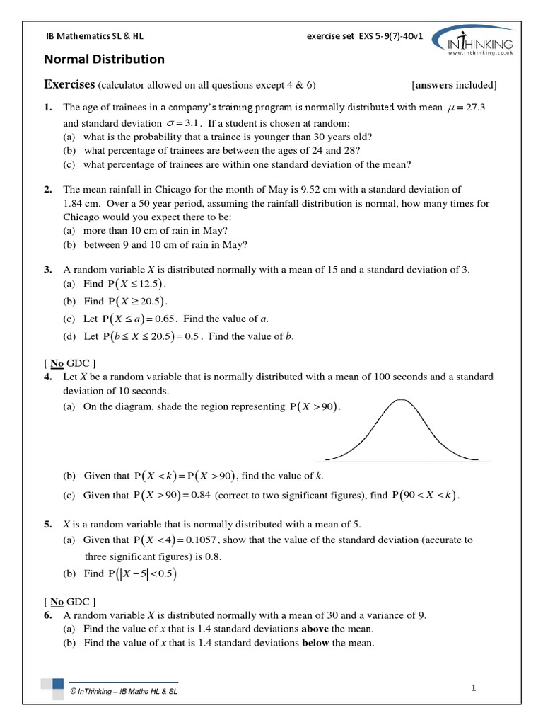 Normal distribution ws & ms | PDF | Standard Deviation | Normal ...