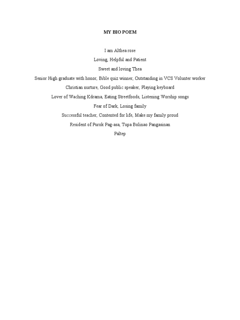 My Bio Poem | PDF