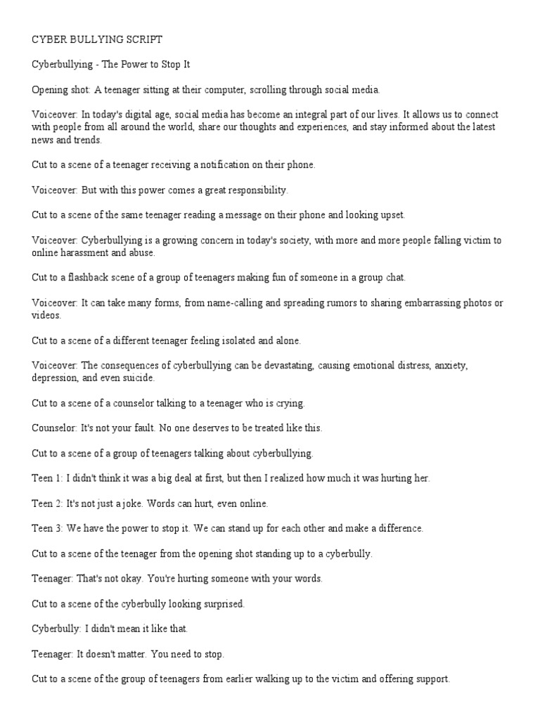 Cyber Bullying Script | PDF