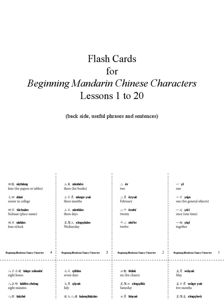 Flashcard Back BMCC | PDF | Chinese Language | Languages Of Singapore