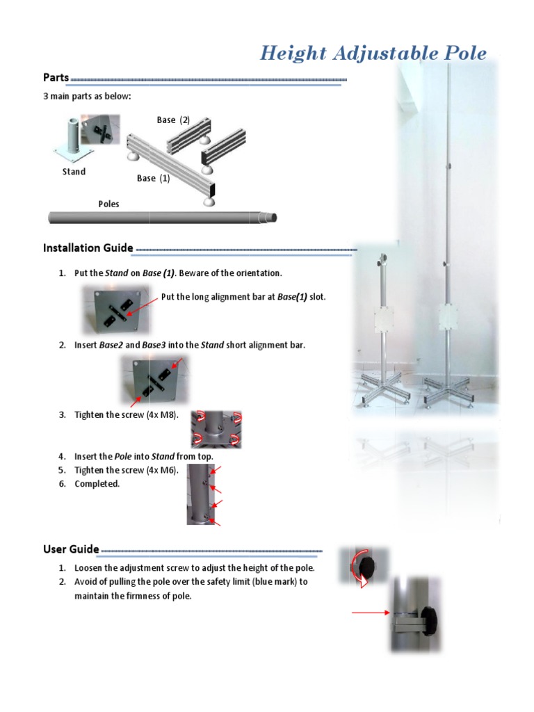 Height Adjustable Pole-Installation Guide | PDF