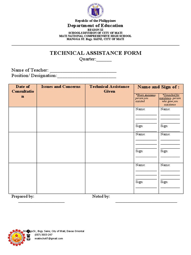 Technical Assistance Form | PDF | Philippines