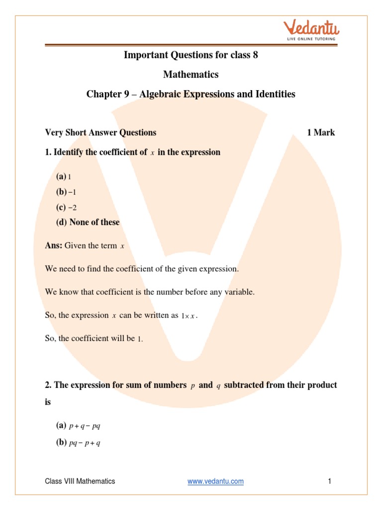 Important Questions For CBSE Class 8 Maths Chapter 9 | PDF | Area | Length