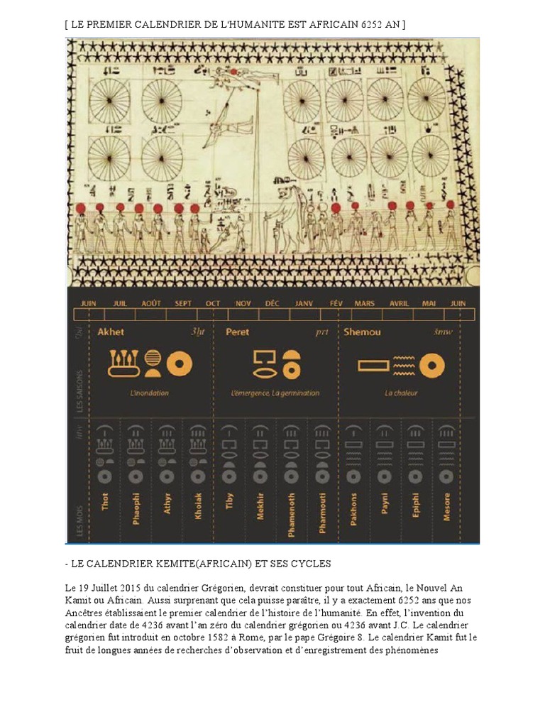 Calendrier Kamit : Origines et Cycles | PDF | Calendrier | Osiris