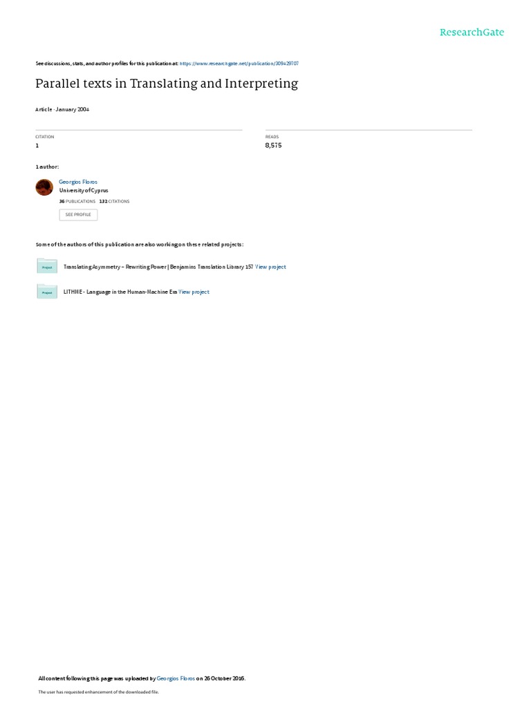 Parallel Texts in Translating and Interpreting | PDF | Translations ...