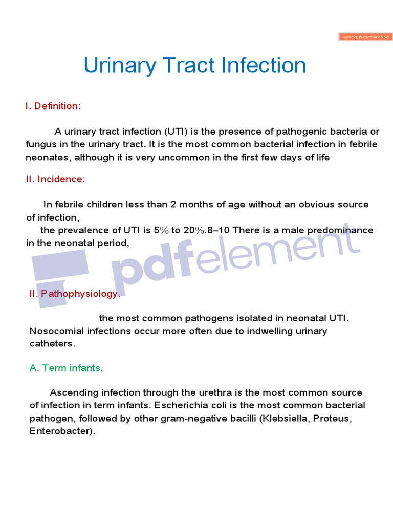 Urinary Tract Infection: I. Definition | PDF | Urinary Tract Infection ...