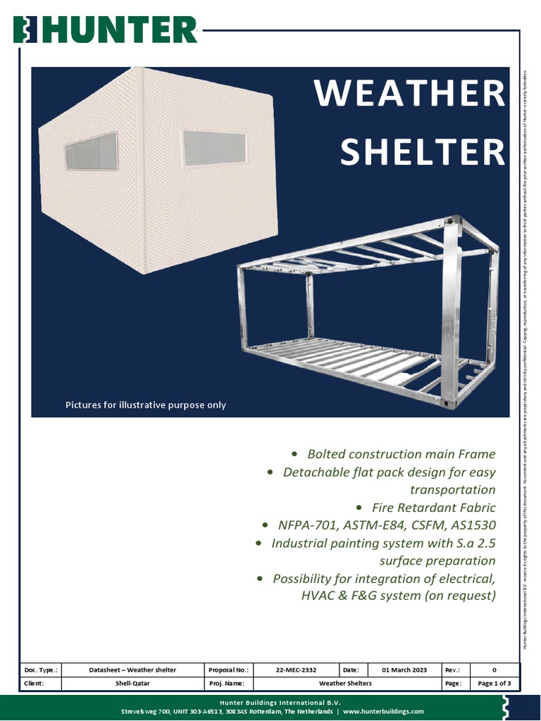 Hunter Weather Sheletr - Datasheet | PDF | Textiles | Civil Engineering