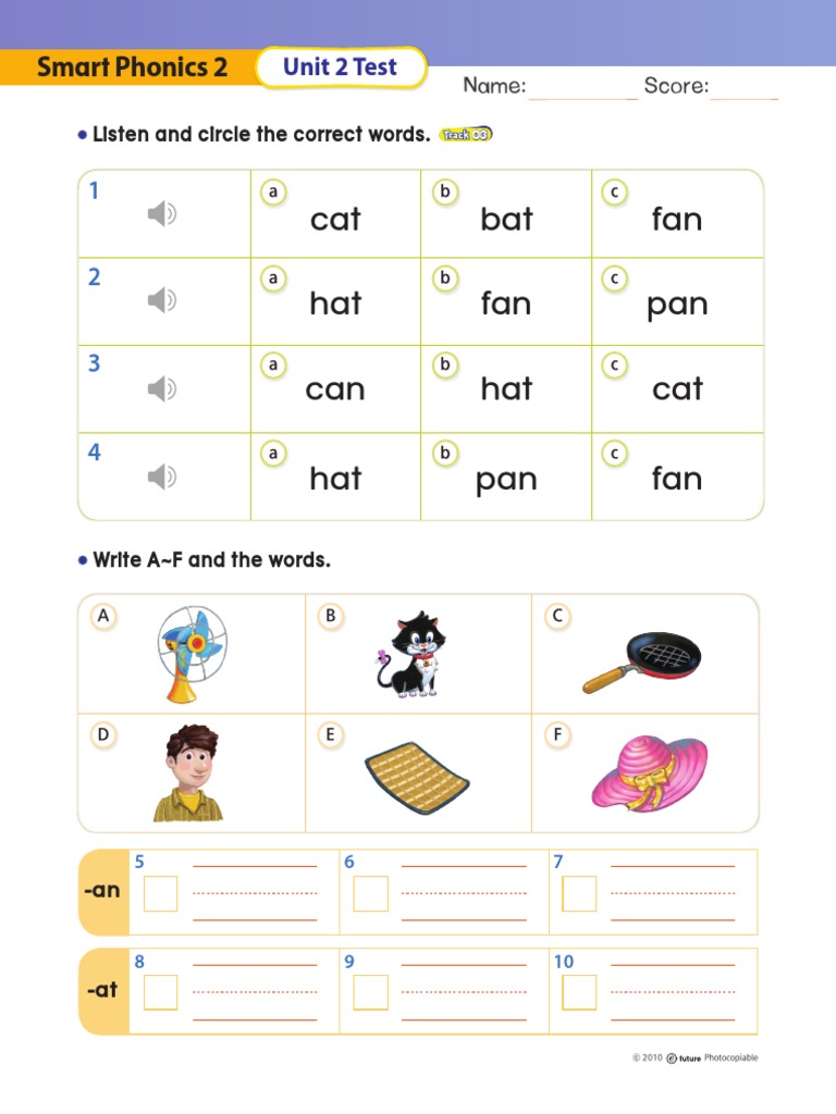Smart Phonics 1 Unit 2 Test | PDF