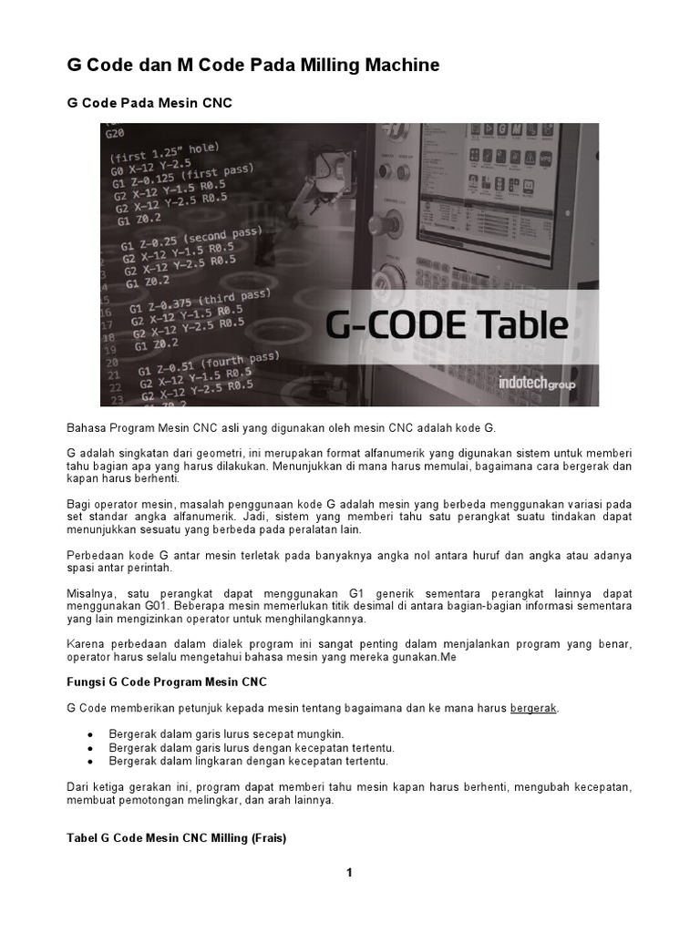 G Code Dan M Code Pada Milling Machine | PDF