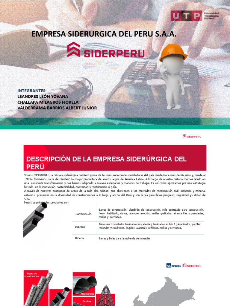 SIDERPERU: Innovación y Sostenibilidad | PDF | Depreciación | Inversiones