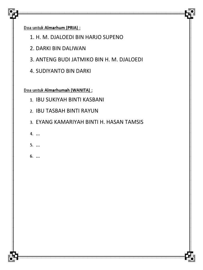 Doa Untuk Almarhum | PDF