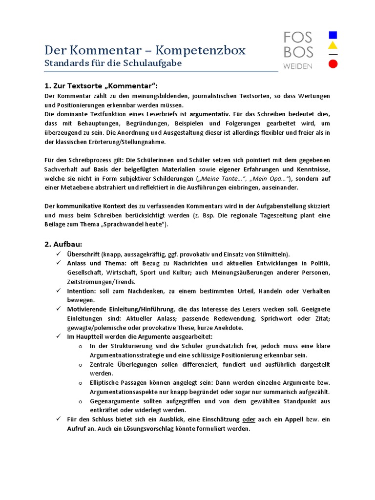 Kommentar Standards | PDF