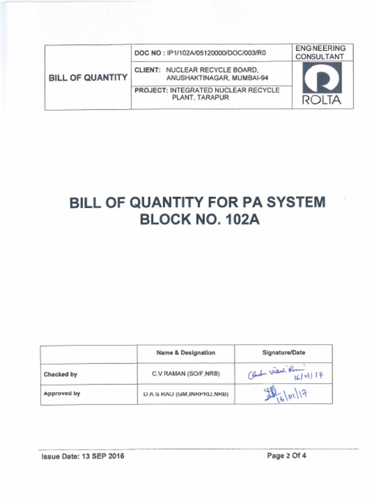 Boq For Pa System | PDF