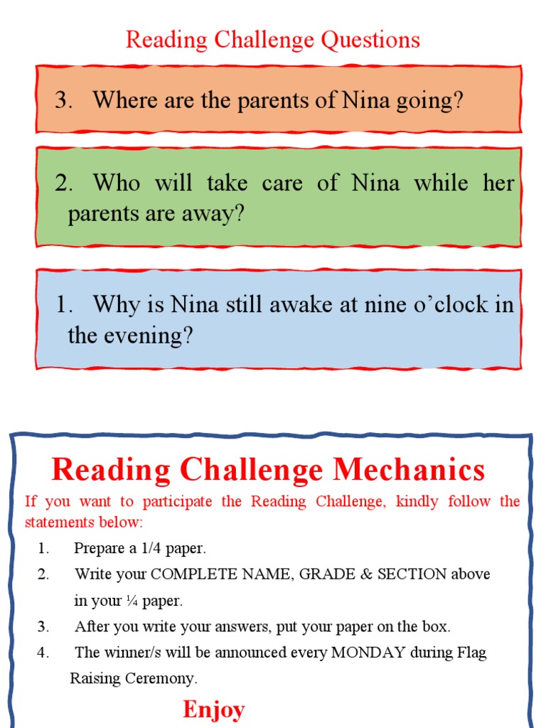 Reading Challenge Questions | PDF
