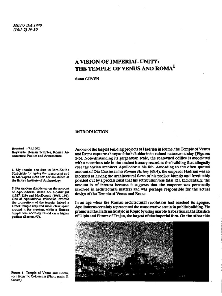 A Vision of The Imperial Unity: The Temple of Venus and Roma | PDF ...