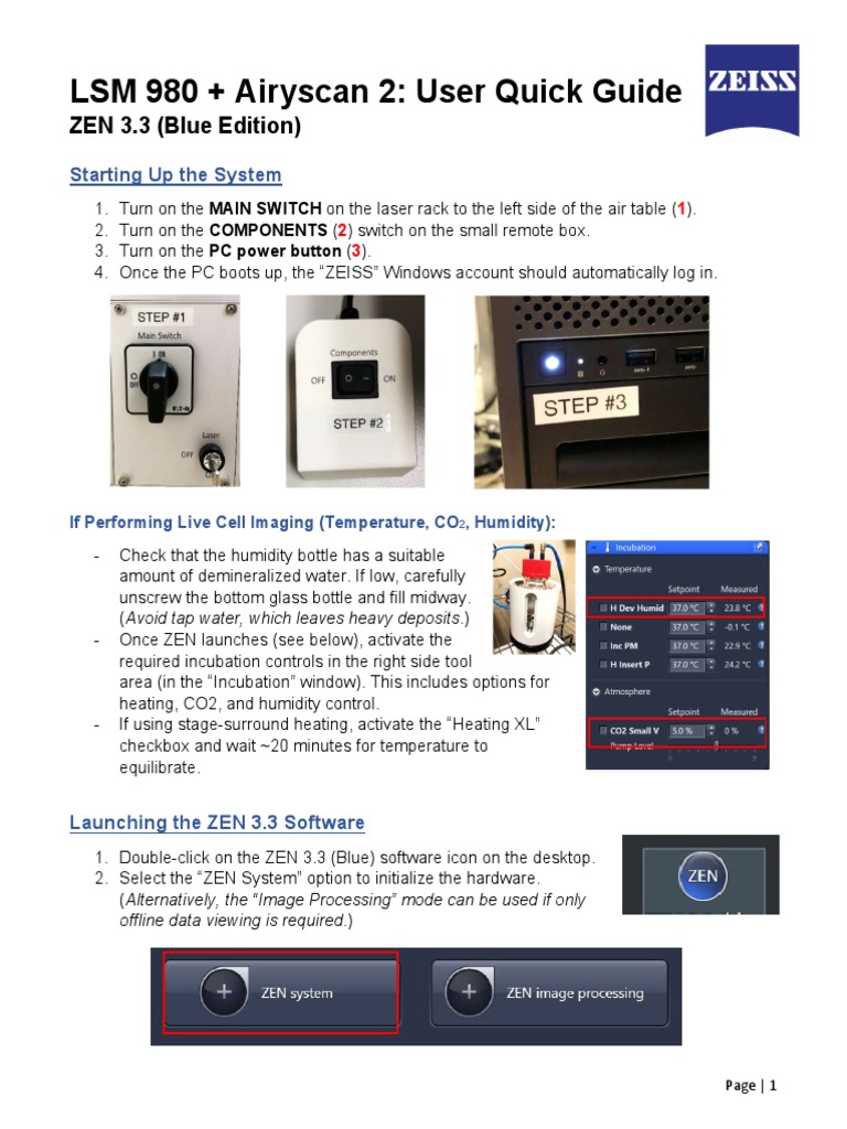 LSM 980 - User Quick Guide (Iowa) | PDF | Confocal Microscopy | Optics