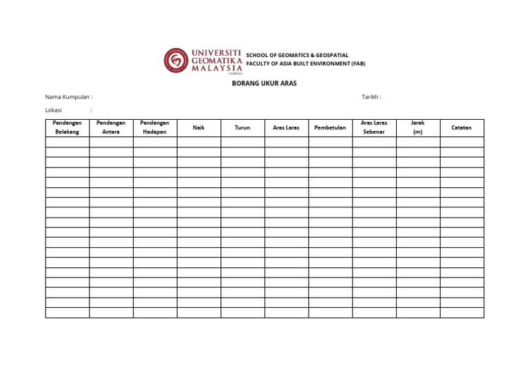 BORANG UKUR ARAS | PDF