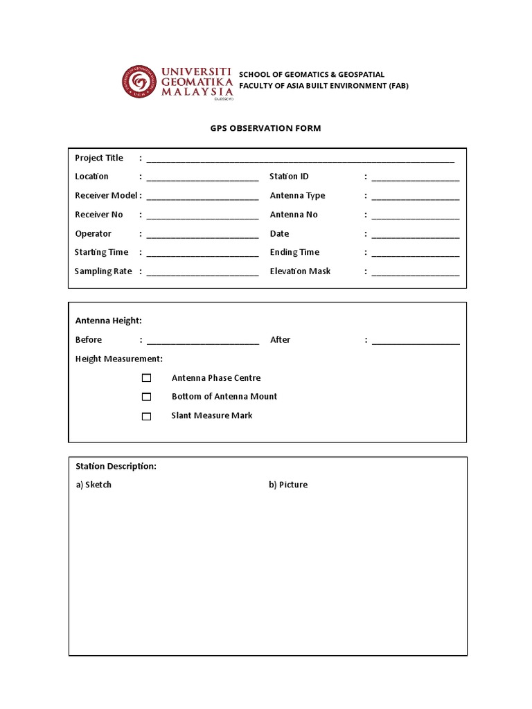 GPS Observation Form Template | PDF | Technology & Engineering