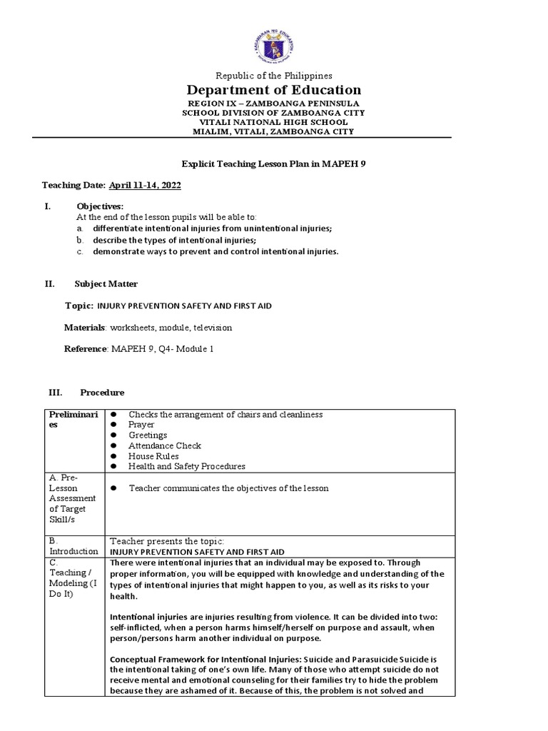 Explicit Teaching Lesson Plan Health Q4 Module 1 | PDF | Bullying ...