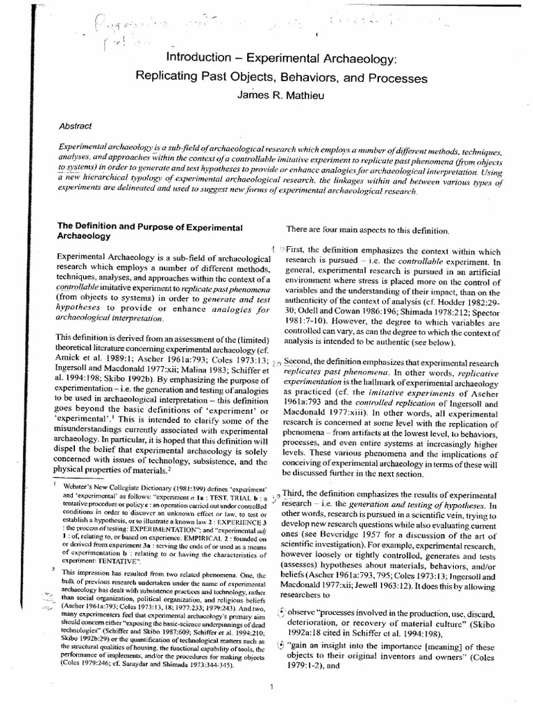 Experimental Archaeology Introduction | PDF