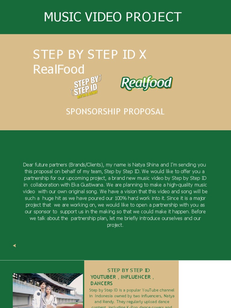 Step by Step ID X Realfood Sponsorship Proposal | PDF | You Tube | Mass Media