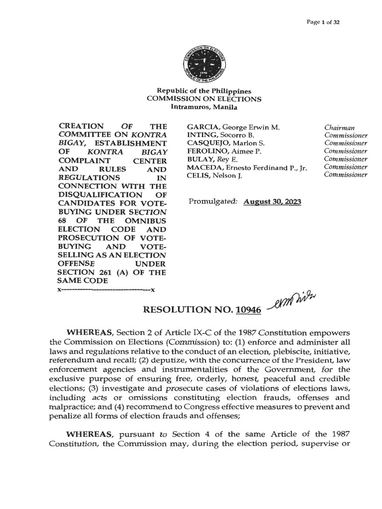 Comelec Resolution No. 10946 | PDF | Electoral Fraud | Perjury