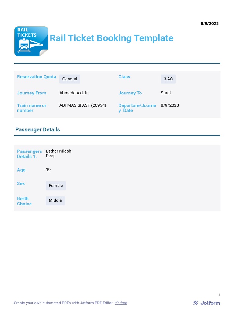Train Ticket Booking Template 2023 | PDF