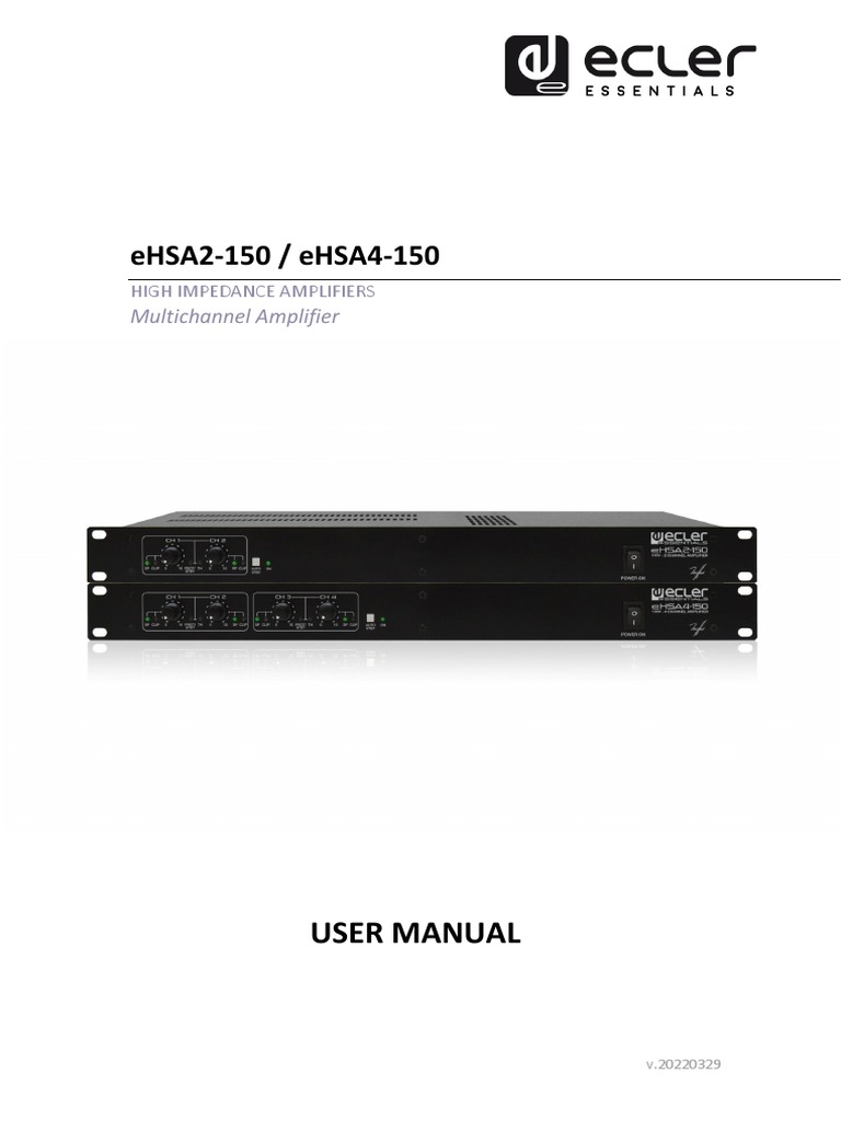 Ecler eHSA 2-4-150 User Manual EN | PDF | Ac Power Plugs And Sockets | Amplifier