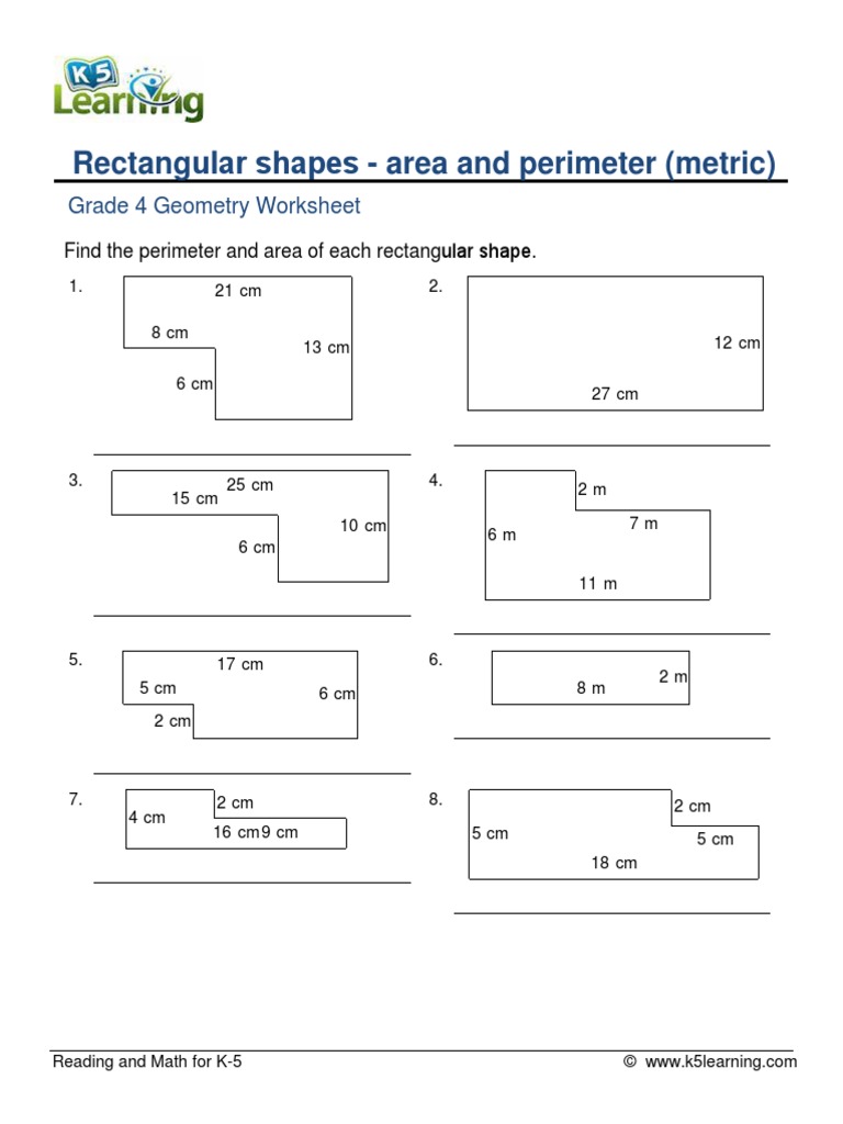 Grade 4 Geometry Rectangular Shapes Area Perimeter F | PDF | Area | Euclid