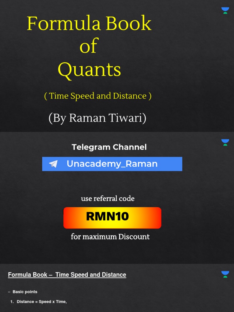 Time Speed and Distance Formulas Guide | PDF | Speed | Quantity