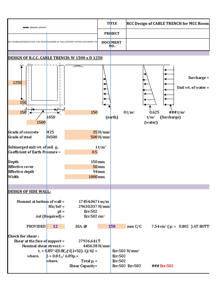RCC Cable Trench Design Guide | PDF | Civil Engineering | Building ...