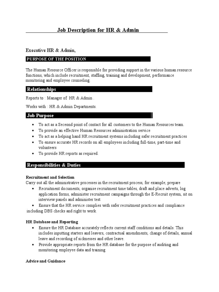 Job Description For HR 2 | PDF | Human Resources | Recruitment