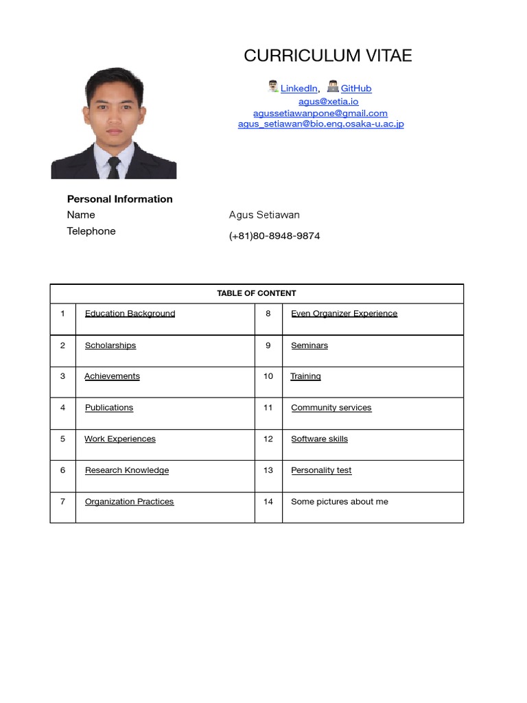 CV Agus Setiawan (no certificate) - new | PDF | Biology