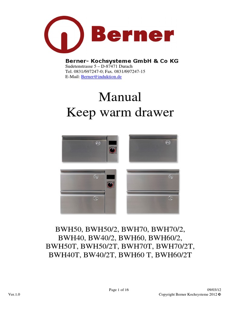 Lethe Berner Keep Warm Drawer BHW 70 2 MAN | PDF | Electrical Connector ...