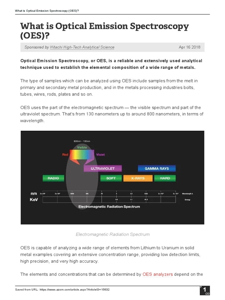 What Is Optical Emission Spectroscopy (OES) | PDF | Emission Spectrum ...