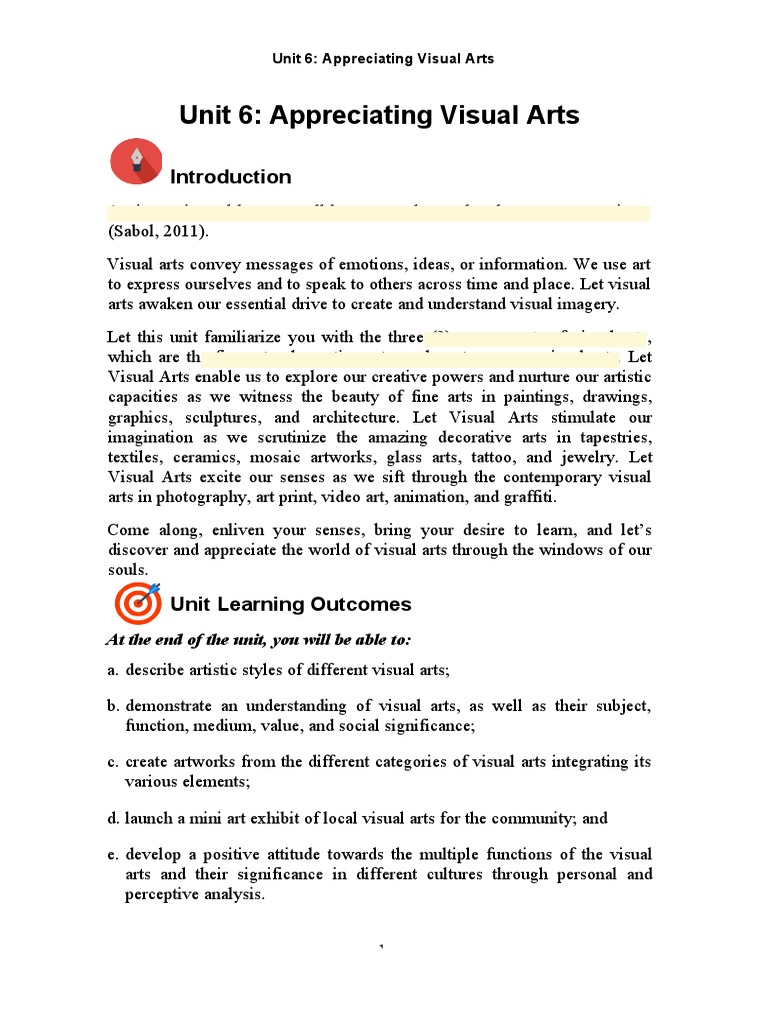 Unit 6 Appreciating Visual Arts | PDF | The Arts | Printmaking