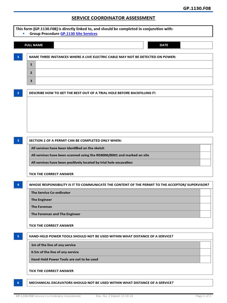 Service Co-Ordinator Assessment | PDF
