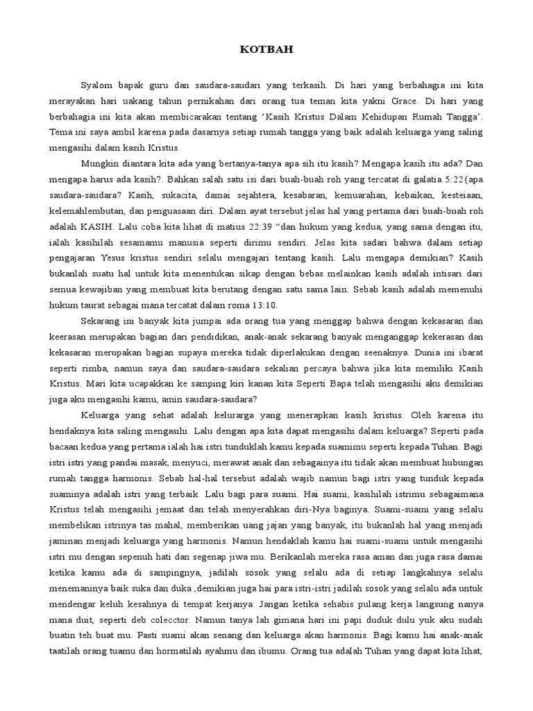 KOTBAH | PDF | Kesehatan Holistik