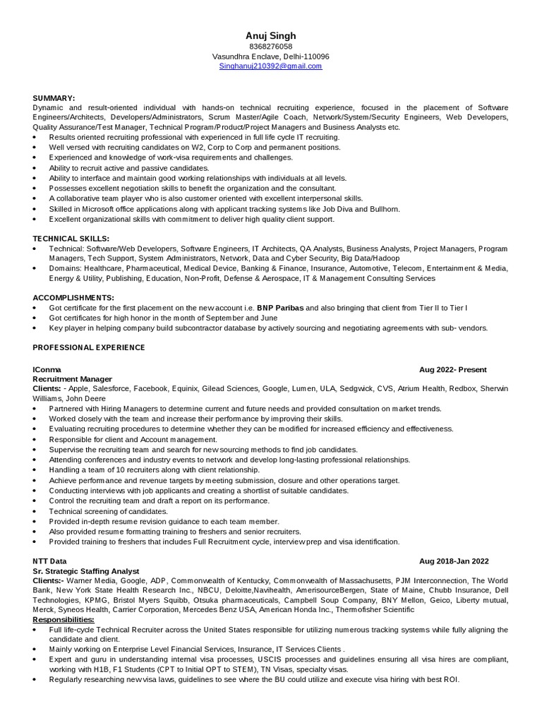 Resume - Anuj Singh | PDF | Recruitment | Quality Assurance