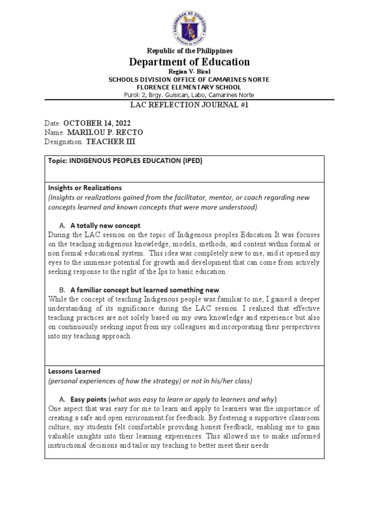 Lac Session Journal | PDF | Educational Technology | Learning