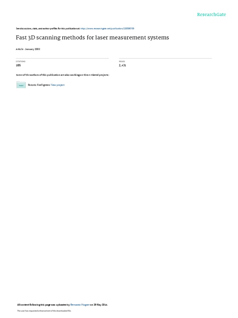 Fast 3D Scanning Methods For Laser Measurement Sys | PDF | Image Scanner
