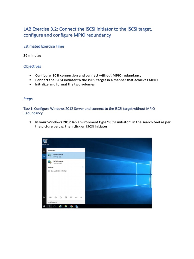 LAB3.2 - Connecting Windows Host Over iSCSI With MPIO | Download Free ...