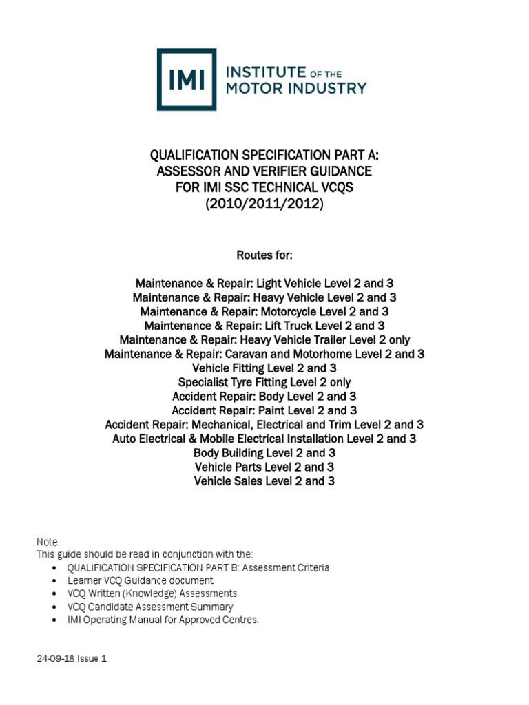 IMI VCQ Qualification Guidance Document | PDF | Educational Assessment ...