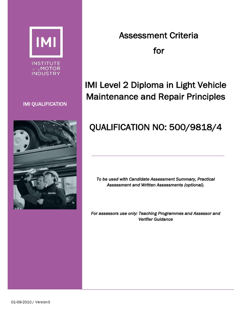 IMI Level 2 Assessment Criteria | Download Free PDF | Occupational ...