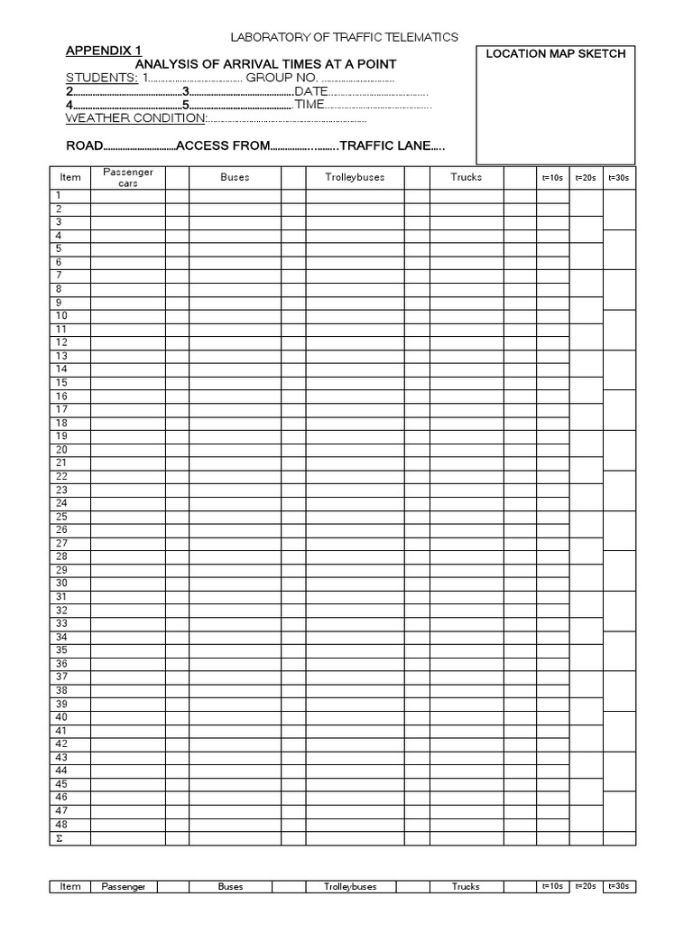 L01 - Data Collection Time Arrival Sheet | PDF | Bus | Transport