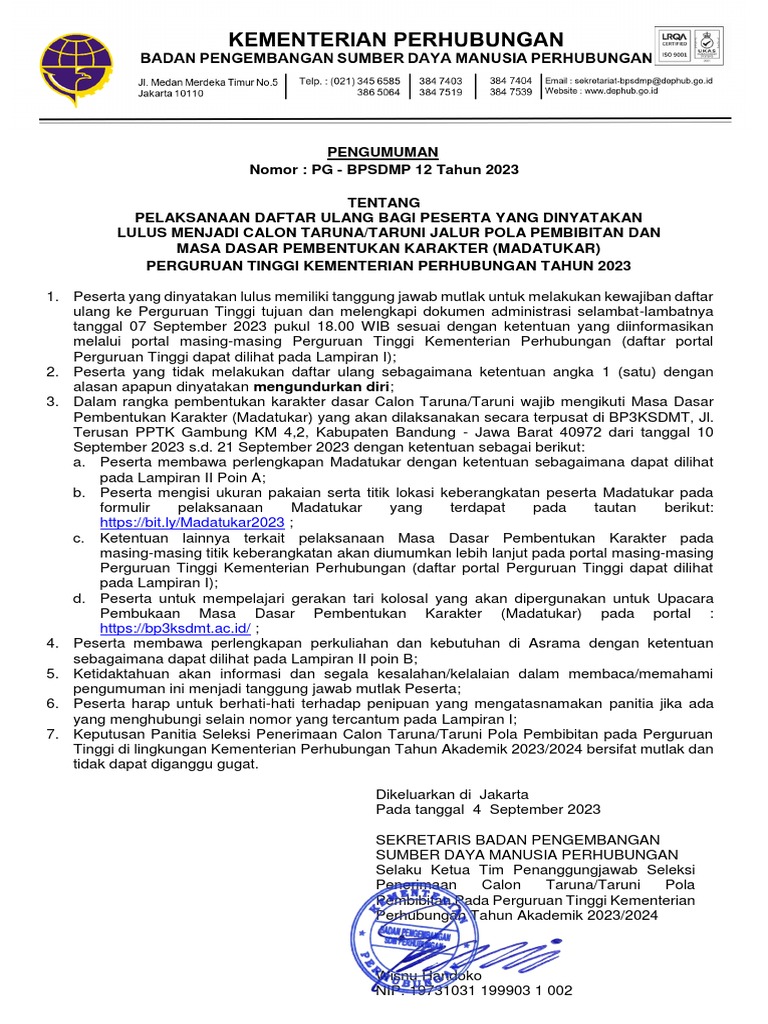 PG-BPSDMP 12 Tahun 2023 | PDF