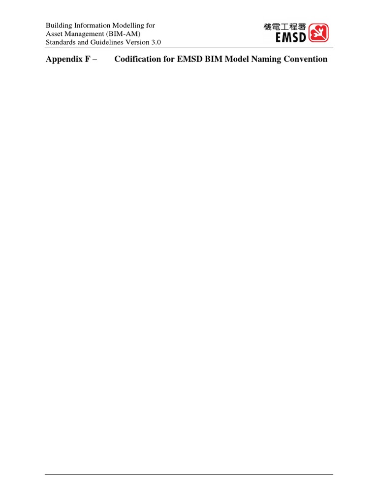 Appendix F-Codification for EMSD BIM Models Naming Convention | PDF ...