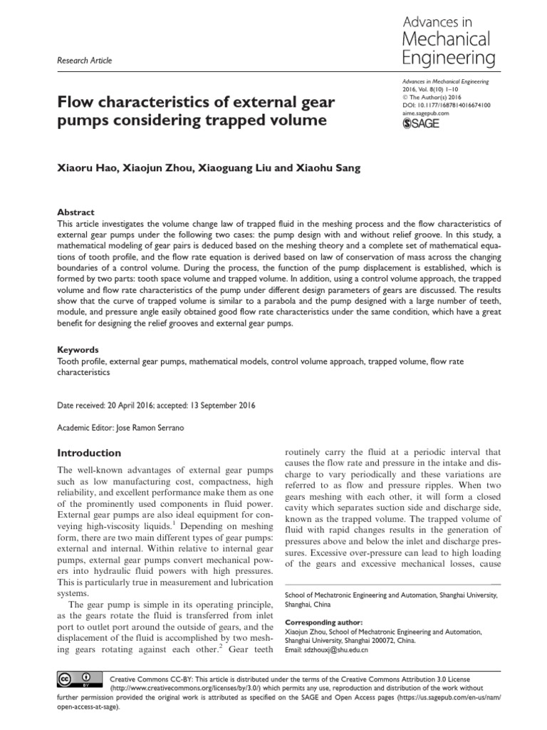 Flow Characteristics of External Gear Pumps Consid | PDF | Gear | Pump Flow Characteristics of External Gear Pumps Consid | PDF | Gear | Pump