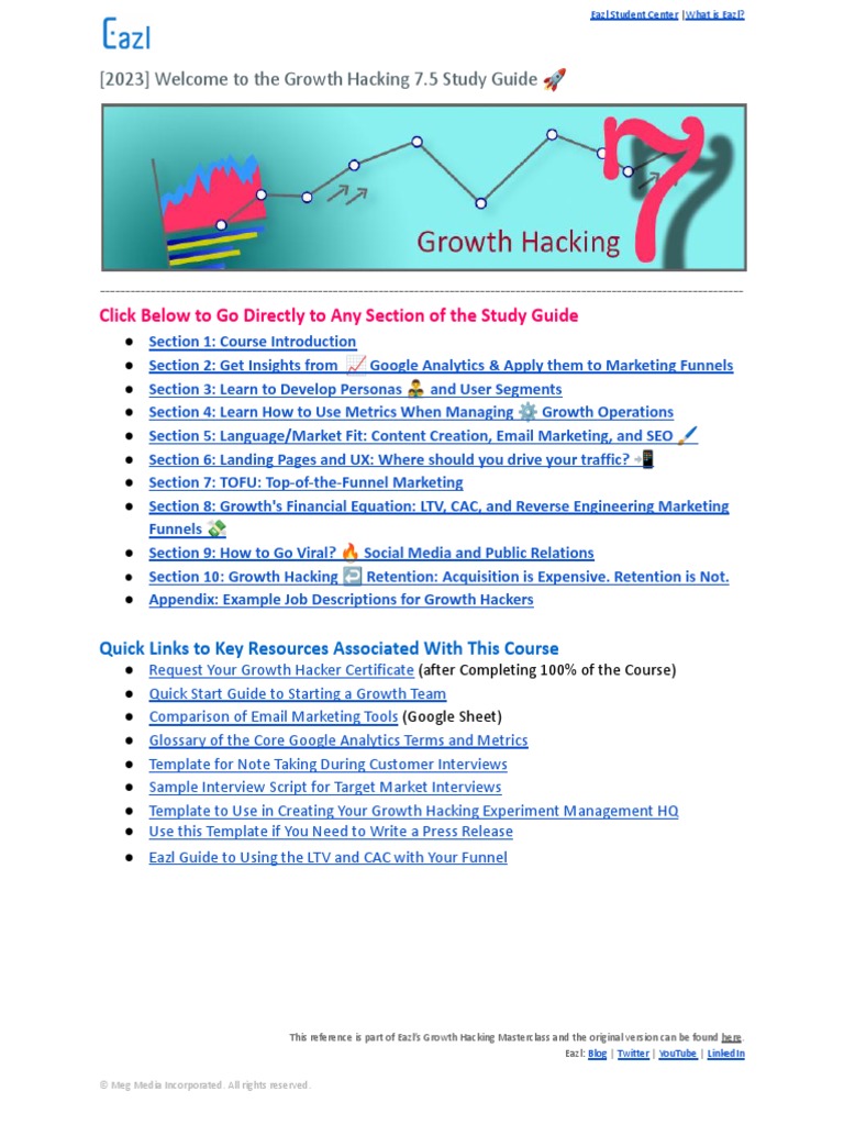 Eazl's Growth Hacking Masterclass 2023 Study Guide Glossary | Download Free PDF | Search Engine ...